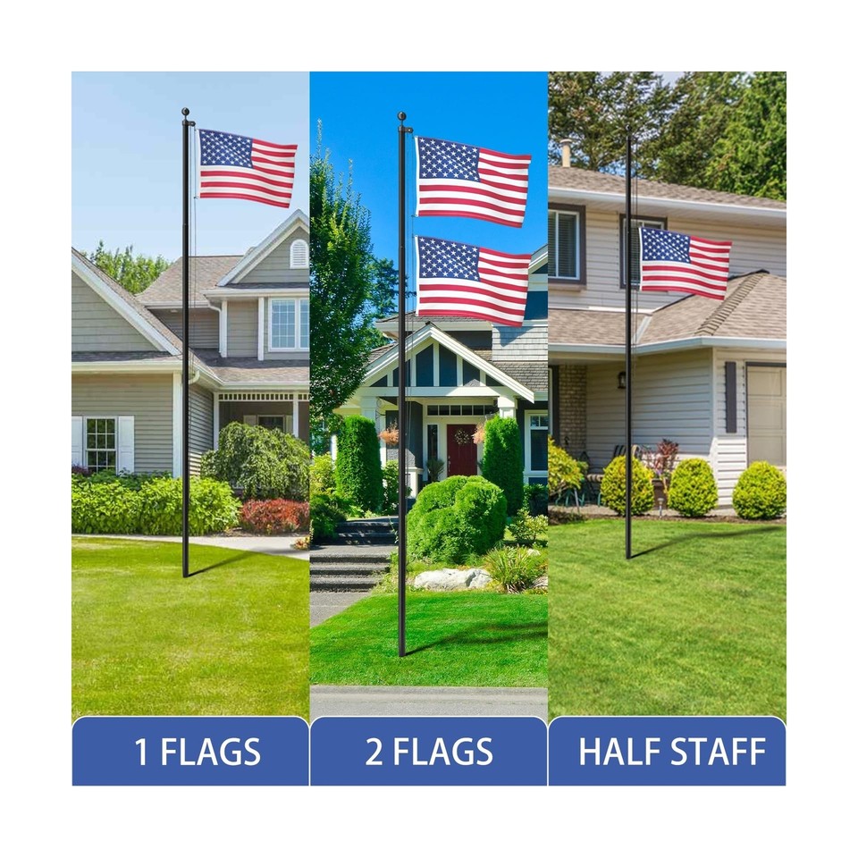 FFILY Heavy Duty Flag Pole - 25 FT 12 Gauge Extra Thick Aluminum ...