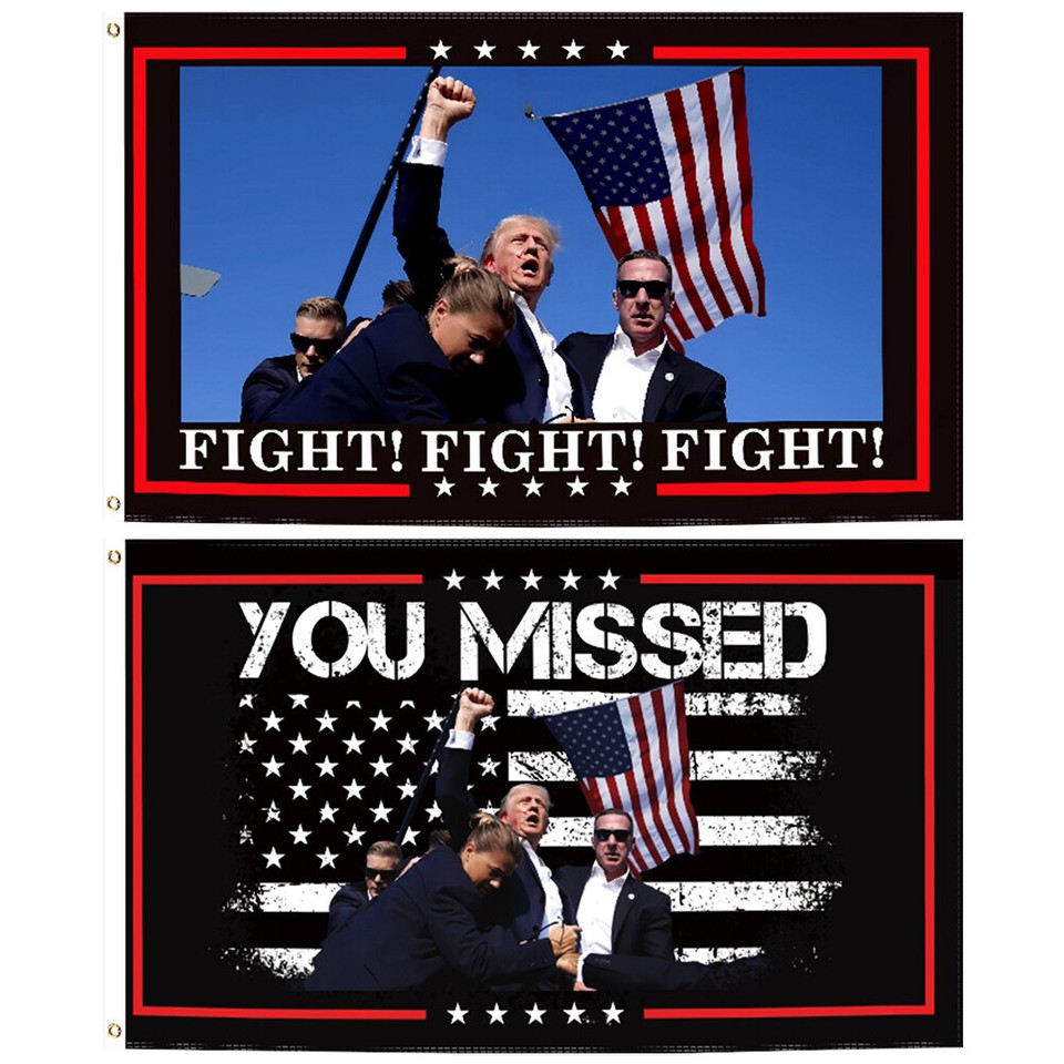 3x5 FT Trump Shooting Flag Double Sided Outdoor Flag Trump Survived ...