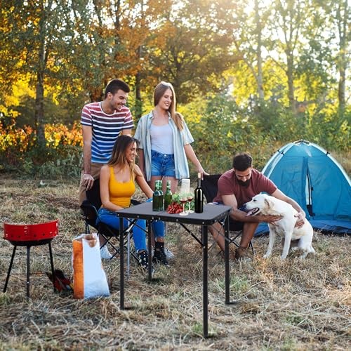 Small Metal Folding Table, Picnic Camping Side Table for Outdoor Garden ...