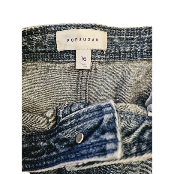 PopSugar wide leg cropped jeans size 16 high waist mid wash | eBay