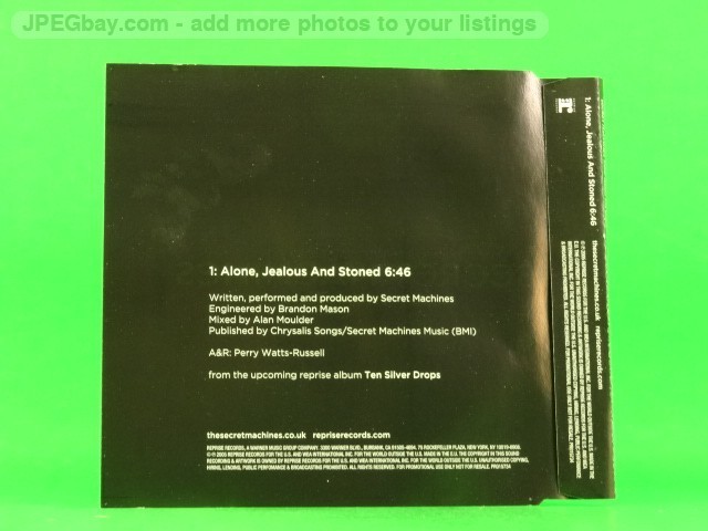 SECRET MACHINES ALONE JEALOUS AND STONED (L53) 1 Track CD Single along ...