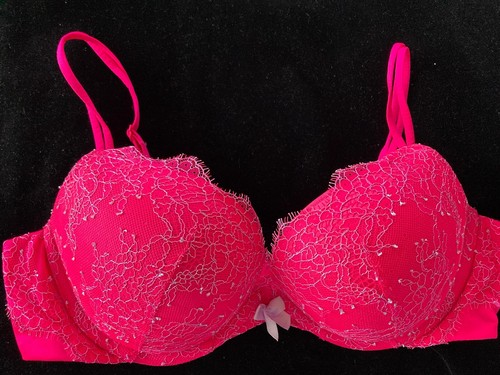 Victorias Secret Bra 36c Very Sexy Push Up Hot Pink Lace Underwire Bra