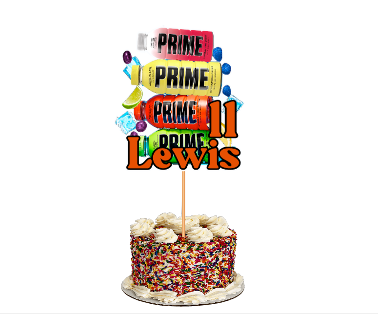 PERSONALISED PRIME DRINKS Cake Topper /Decoration Birthday Non- edible ...