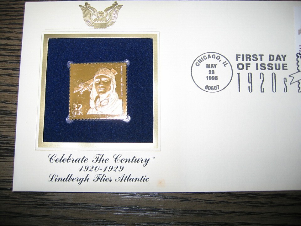 Charles Lindbergh Flies Atlantic 1998 1920s Gold Golden Cover replica ...