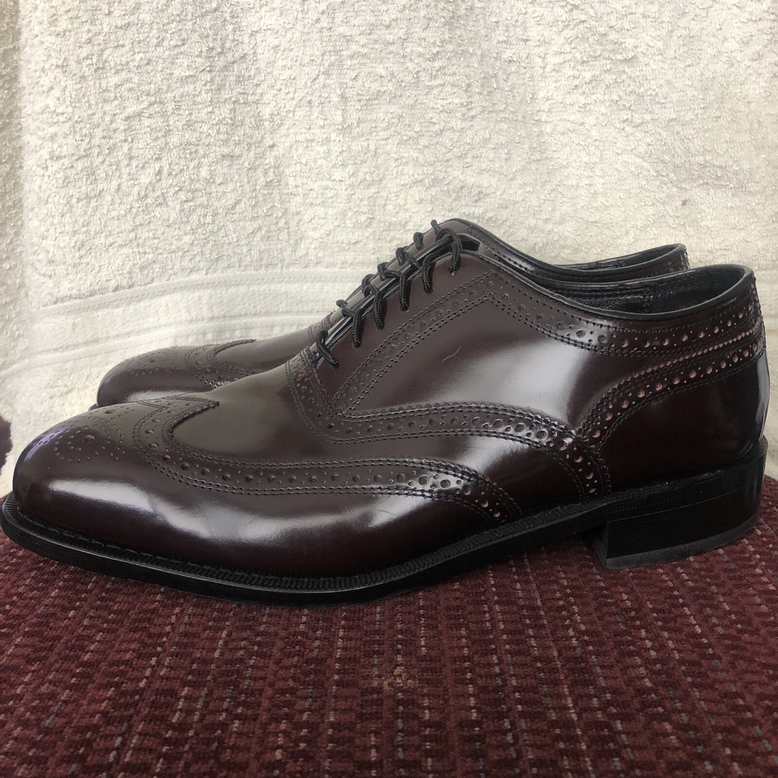 Florsheim Mens Brogue Wingtip Burgundy Leather Oxford… - Gem