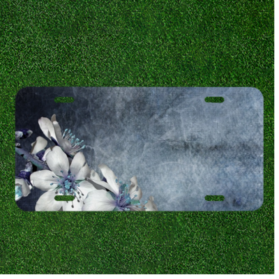 Custom Personalized Auto Tag With Amazing White Flowers Design Add ...
