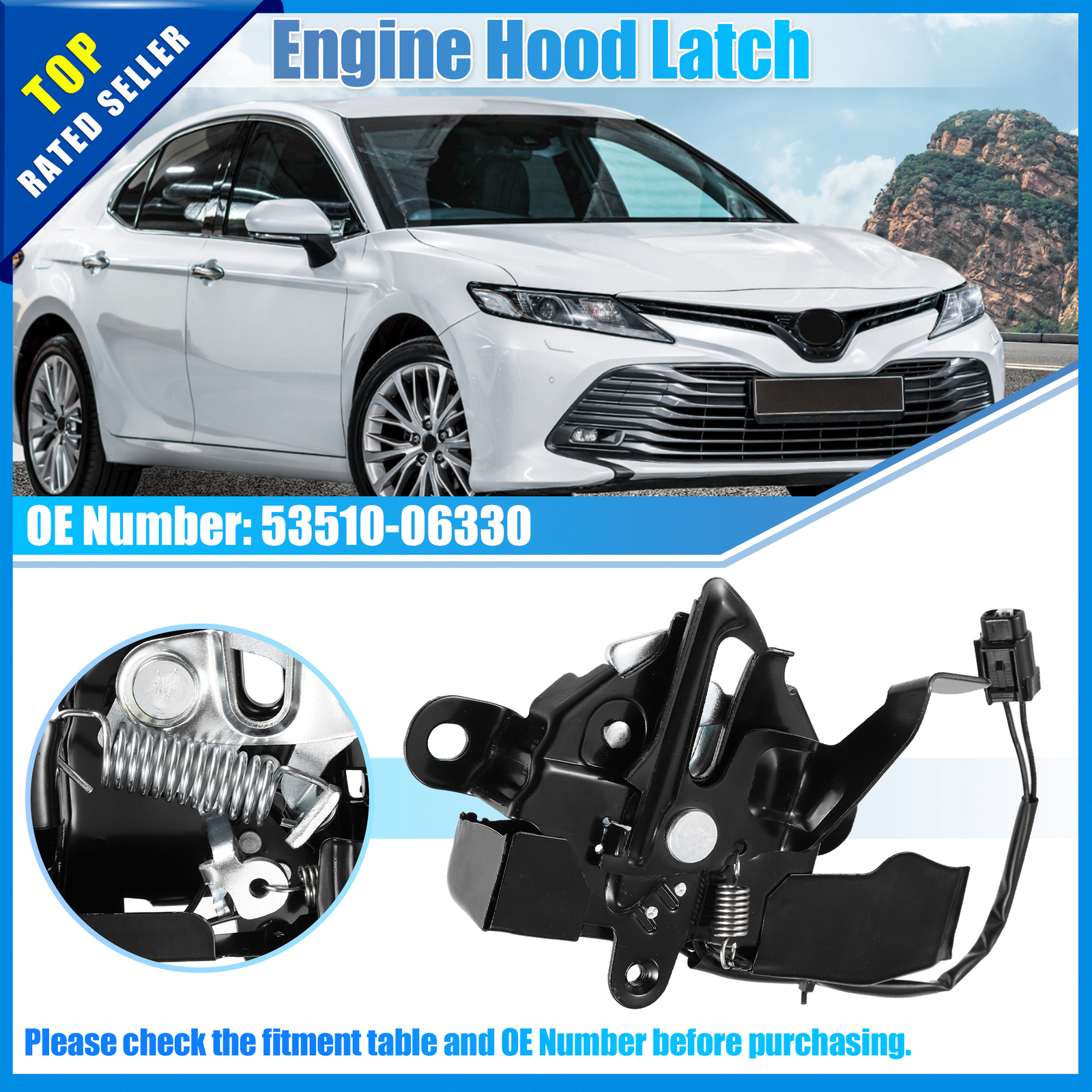 Pack of 1 For Toyota Camry 2018-2021 Hood Latch Lock Assembly 53510 ...