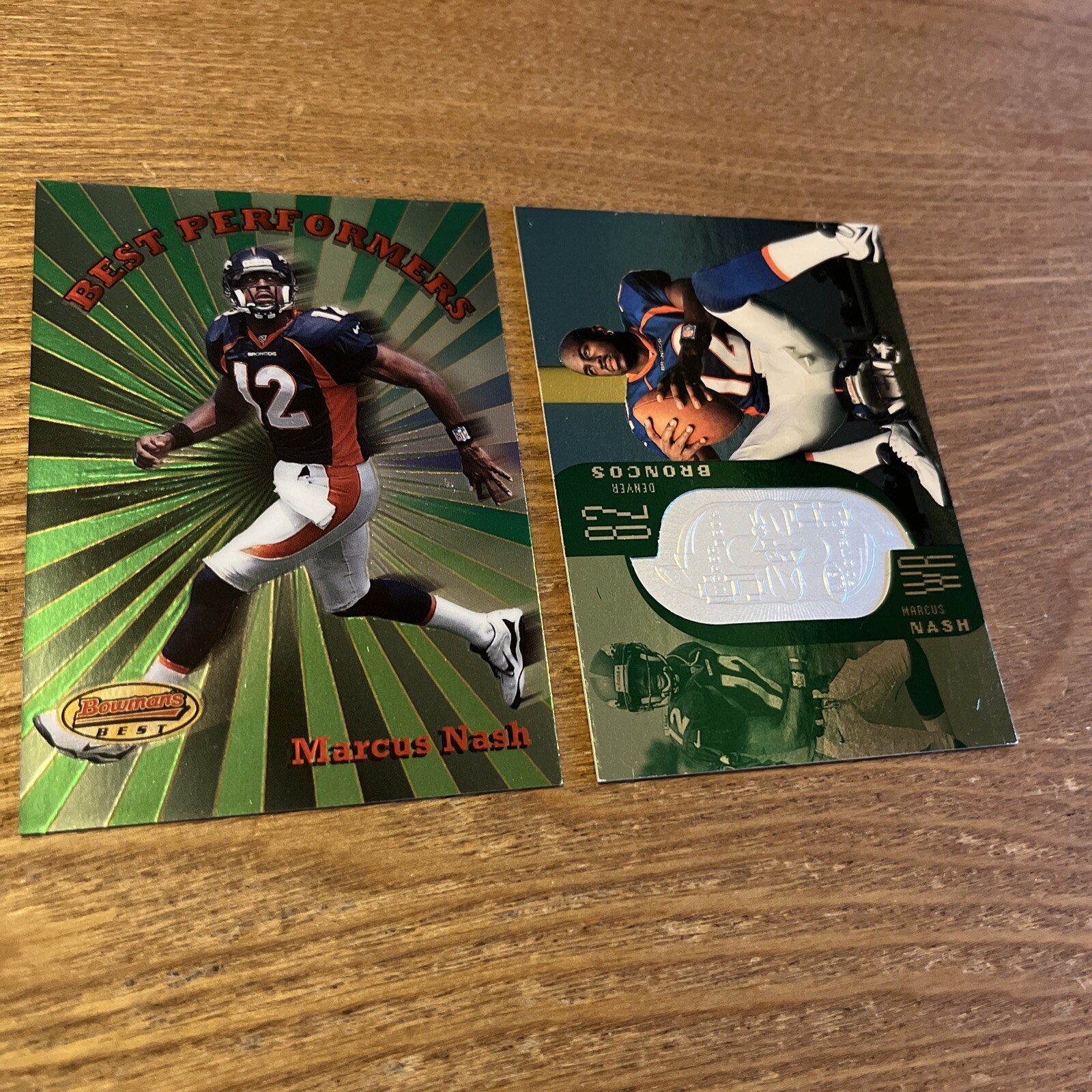 MARCUS NASH 1998 Bowman’s Best PERFORMERS #BP6 & 1998 SPx #217 Broncos ...