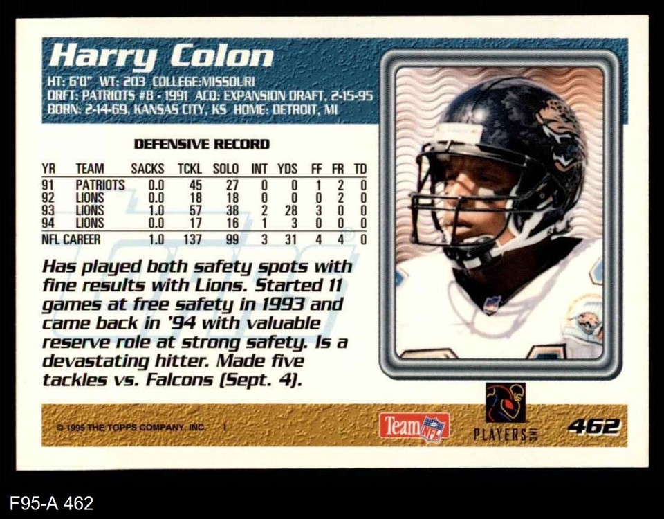 1995 Topps #462 Harry Colon Jaguars Mizzou 8 - NM/MT | eBay