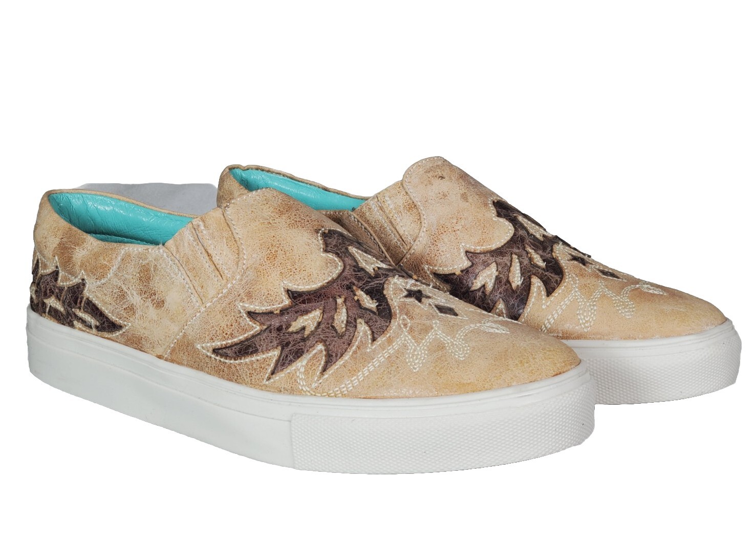 CORRAL Straw Star & Wings Inlay Leather Sneaker Shoes… - Gem