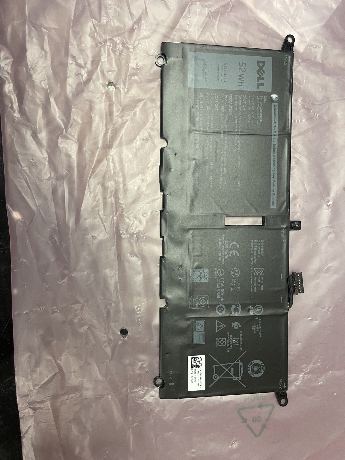 Genuine 52WH DXGH8 Battery For Dell XPS 13 13 9370 9380 7390 Series ...