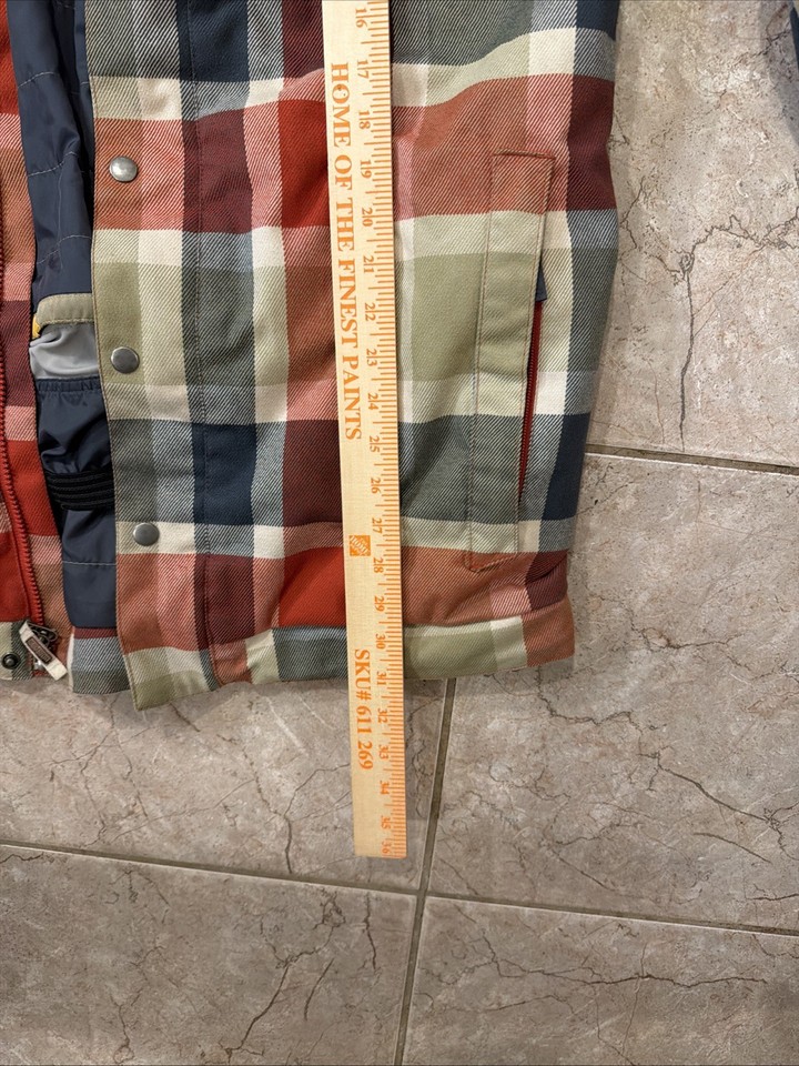 Burton Dryride Plaid Snowboard Ski Jacket XL Insulated Hooded Snap-Zip ...