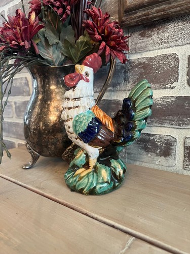 Colorful Rooster Statue, Figurine, Farmhouse, Rustic Decor | eBay