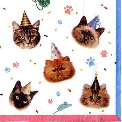 Serviettes en papier chat chaton fête. Paper napkins cat kitten party ...