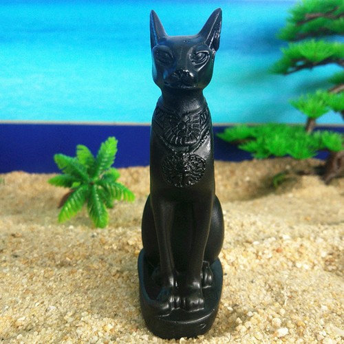 Egyptian Goddess Black Cat Bastet Figurine Resin Statue Home Decor ...