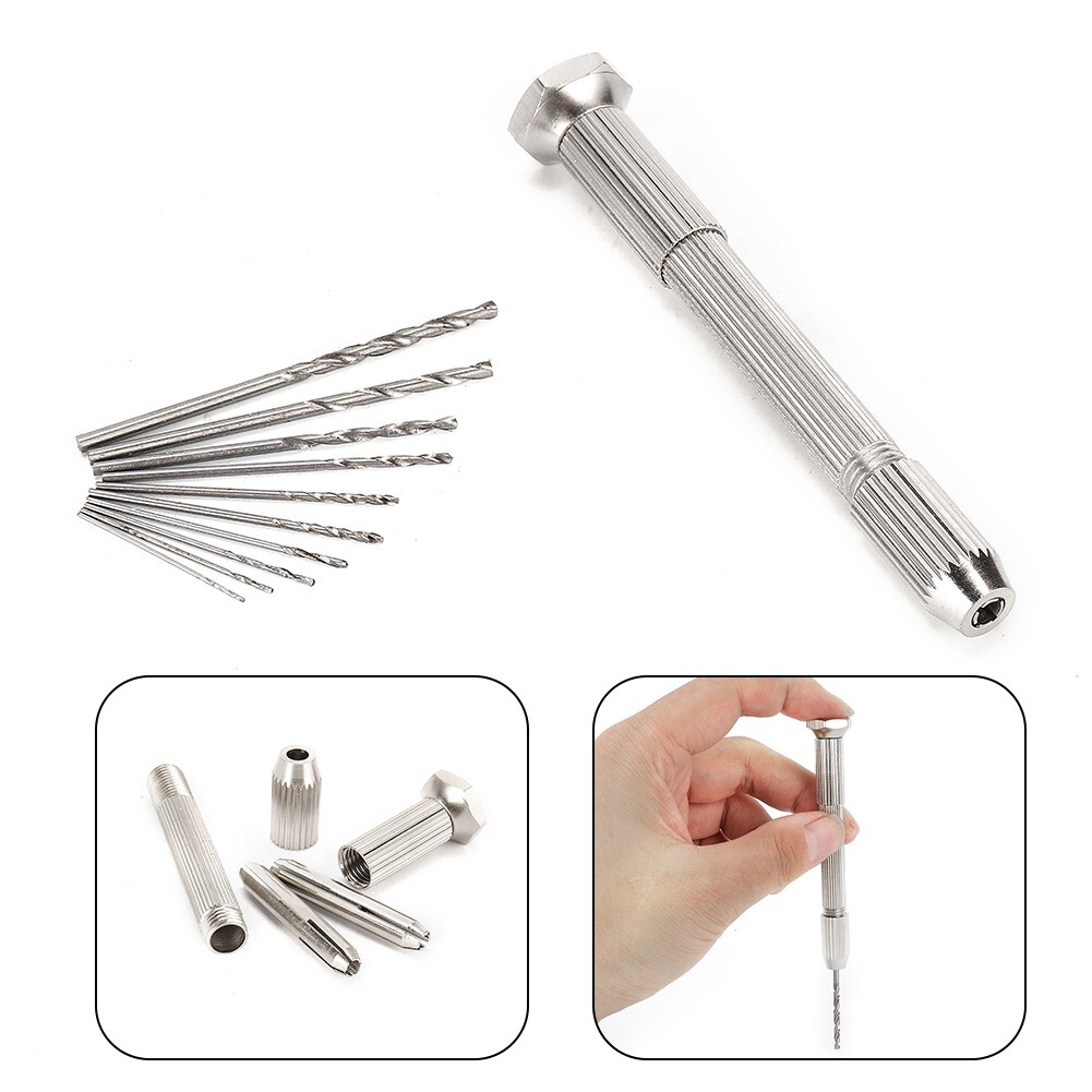 Mini Wood Hand Drill Set with Keyless Chuck for DIY and Jewelry Making ...