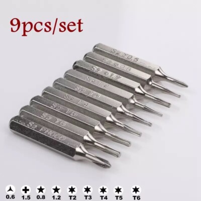 9pc Screwdriver Micro Bit Hex 4 Y0.6 T2 T3 T4 T5 T6 P2/0.8 P5/1.2 ...