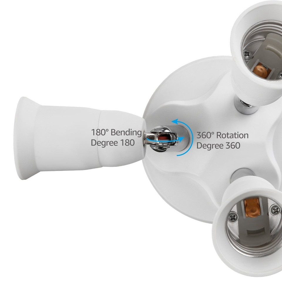 Light holder, Two way light socket, Twin light bulb socket adapter,E26 ...