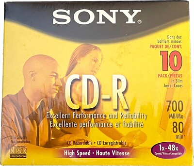 Sony CD-R 10CD80L3 700MB/Mo 1x-32x CD-R 10 pack 80min Blank CDs Brand ...