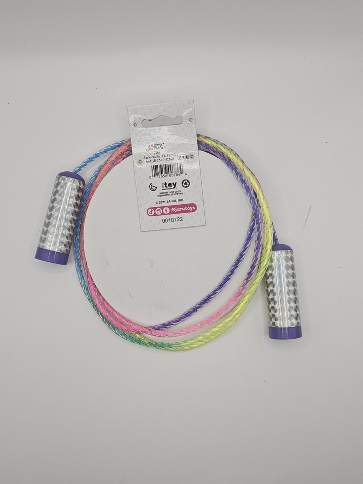 Jump Rope JA-RU Basix Rainbow 7 Foot Crystal w/Lazer Handles Ages 6 ...