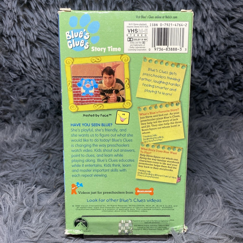 Blues Clues Story Time VHS 1998 Play Along With Blue Nick Jr Orange ...