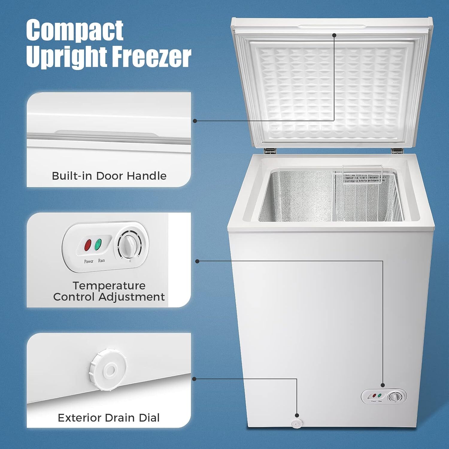 3.5 cu ft Compact Mini Freezer With Energy Saving & Removable Basket | eBay