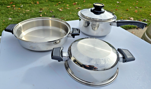 4 Piece Set Kitchen Craft Stainless Steel Cookware 3 Qt & 10.5" Pans ...