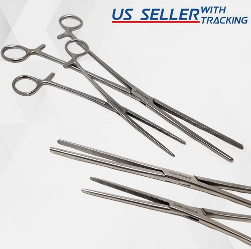 2pc Set 8" + 12" Straight Hemostat Forceps Locking Clamps Stainless ...