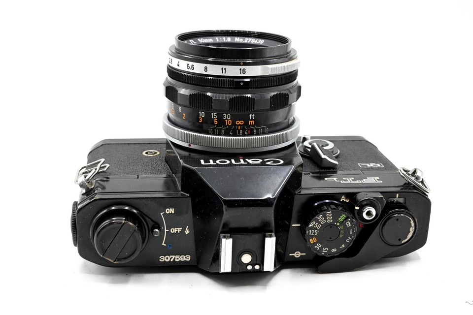 Black Canon FTb-QL 35mm SLR Camera with 50mm f/1.8 FL Lens - Rare find ...