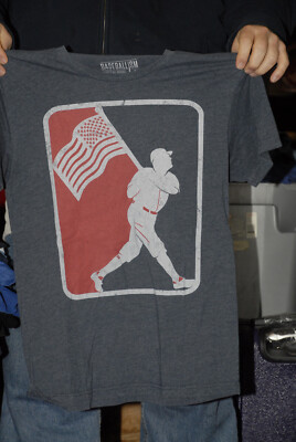 Baseballism brand t shirt Med Babe Ruth swinging US Flag art super ...