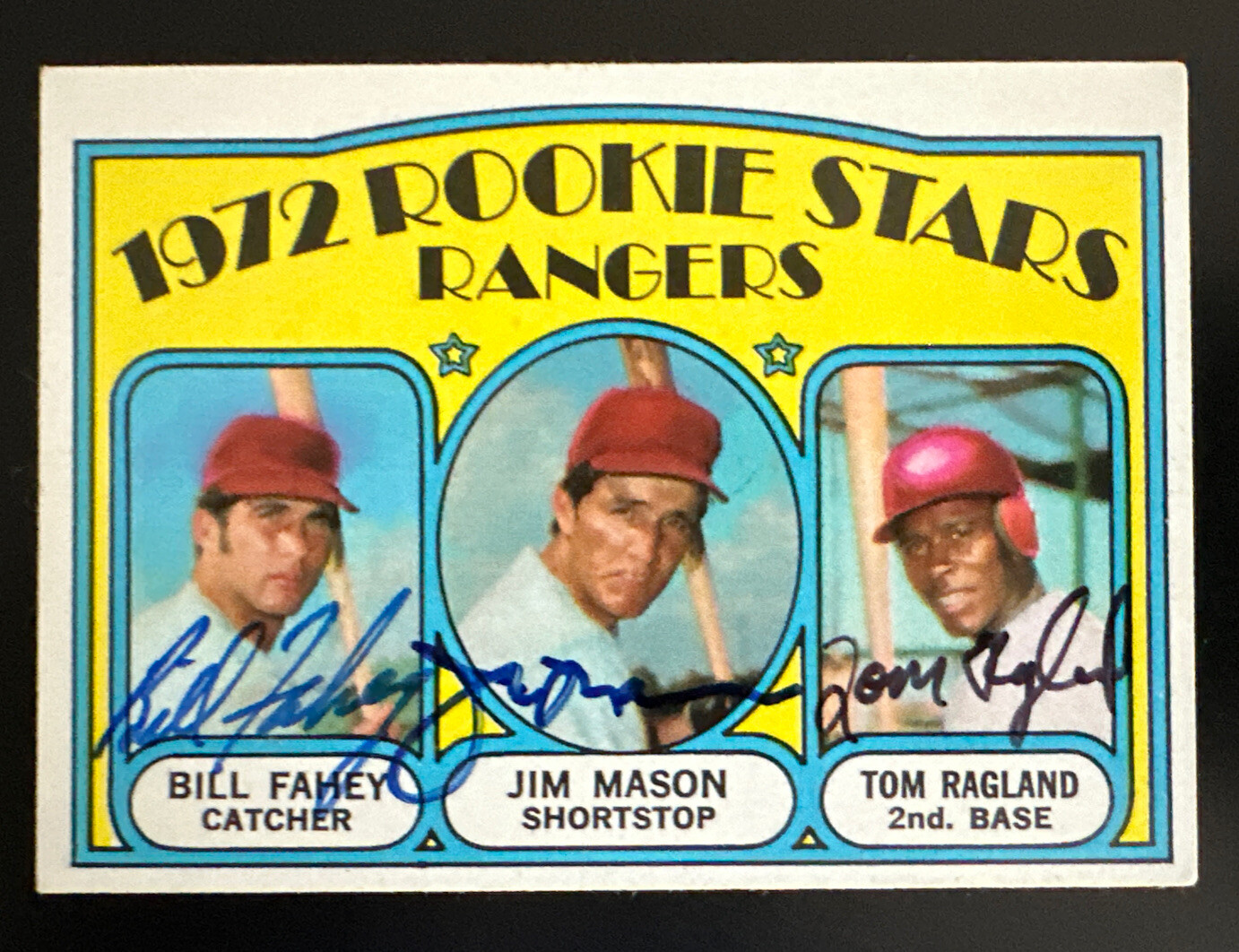 1972 TOPPS BILL FAHEY JIM MASON TOM RAGLAND AUTOGRAPHED SIGNED # 334 ...