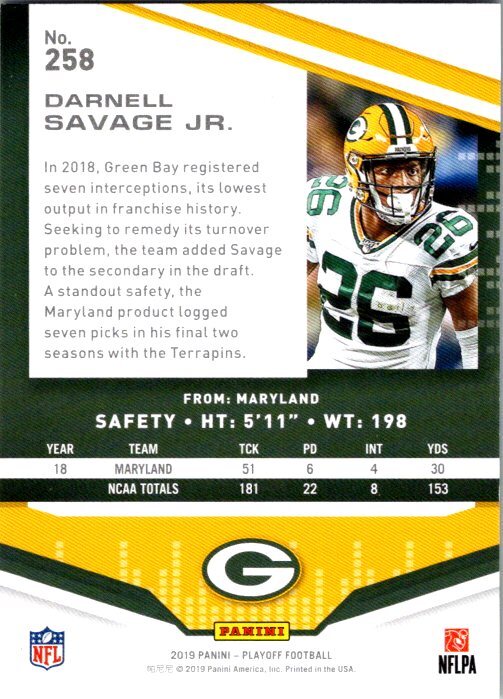 2019 Playoff Kickoff Green Darnell Savage #258 RC Rookie Packers | eBay