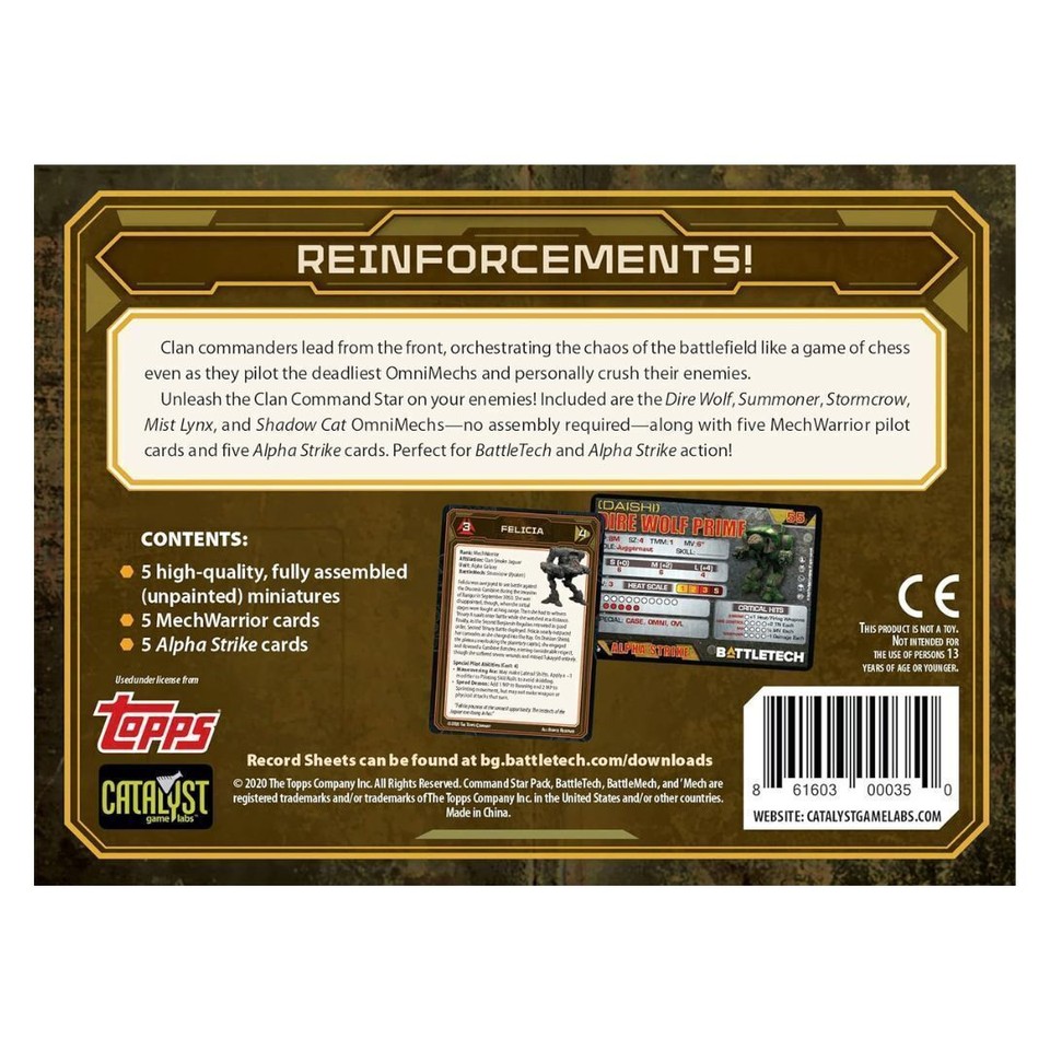 Catalyst Game Labs BattleTech Clan Command Star Miniature Force Pack Game 861603000350| eBay