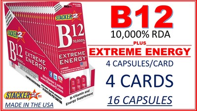 4 Genuine Stacker Two B12 Extreme Energy 4/Card (Lot of 4X Cards) = 16 ...