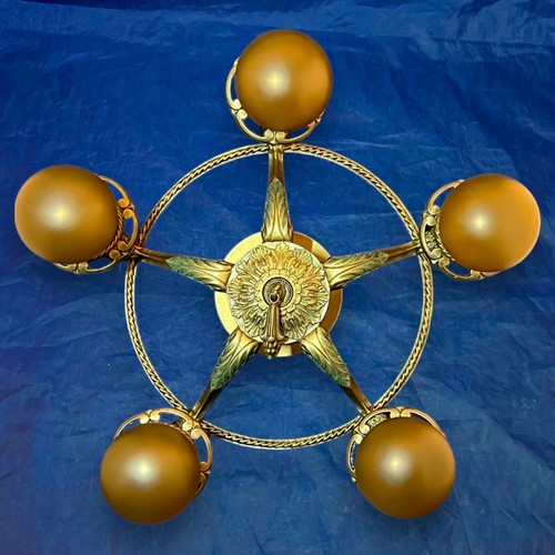 Flush Mount Rewired FIVE Socket light Fixture beautiful Finish NICE! KB ...