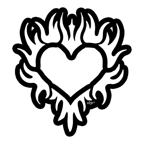 2 x Large Car Stickers - flaming heart Decal Bumper Truck Laptop Window ...