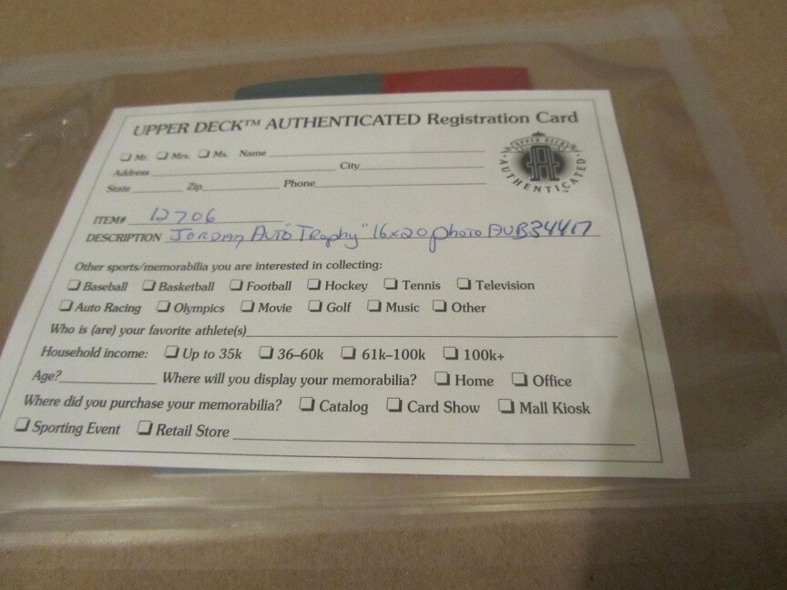 Michael Jordan Signed Auto Finals Crying Trophy 16x20 Photo Framed UDA ...