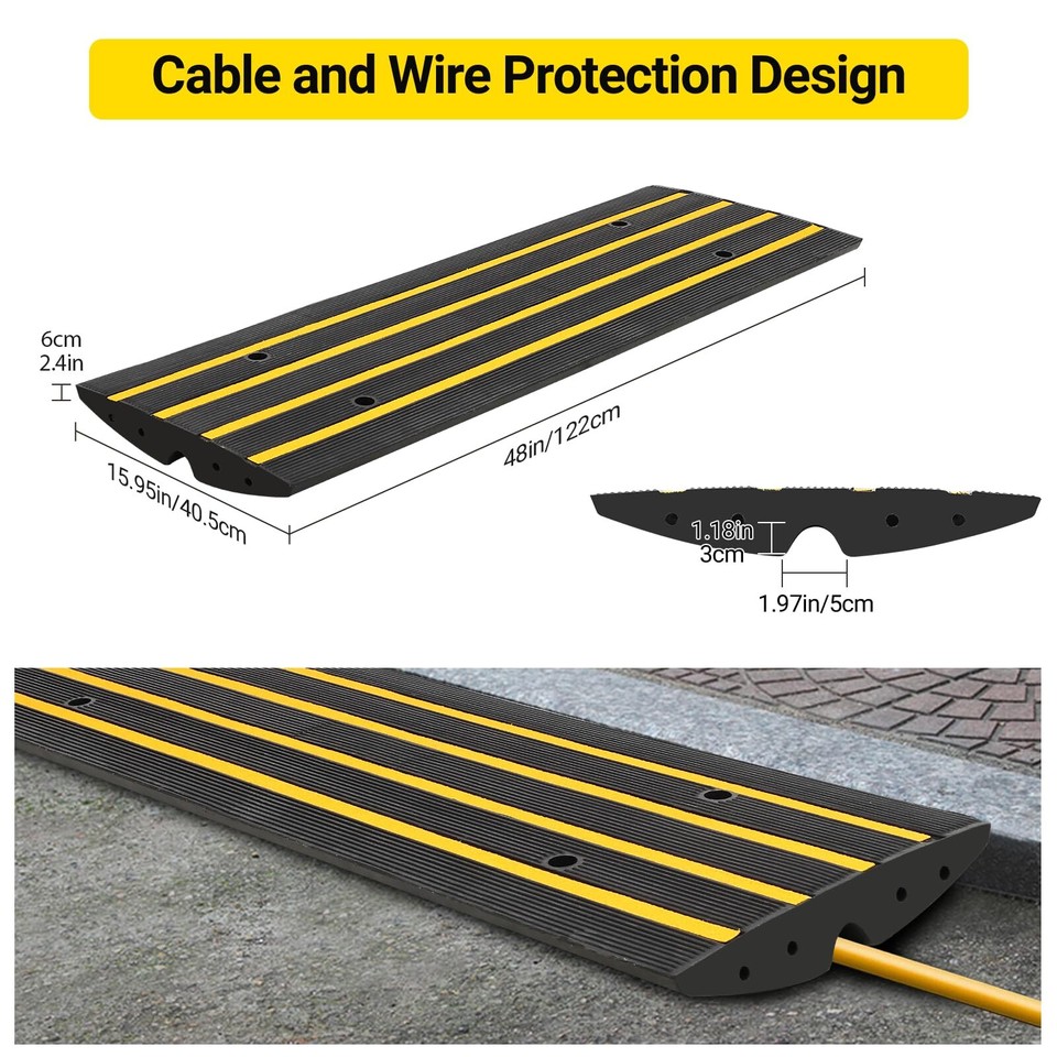 1 Pack 48 Inch Driveway Curb Ramp Made of Recycled Rubber Heavy Duty ...