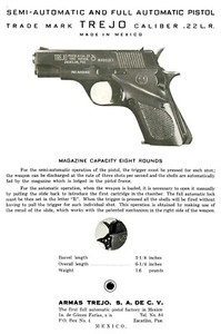 Armas Trejo Modelo 1 c1963 22 cal Semi-Full Automatic Pistol Parts ...