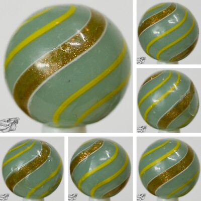 Handmade Banded Lutz Marble, Rare Opaque Green Glass 27/32 in ...