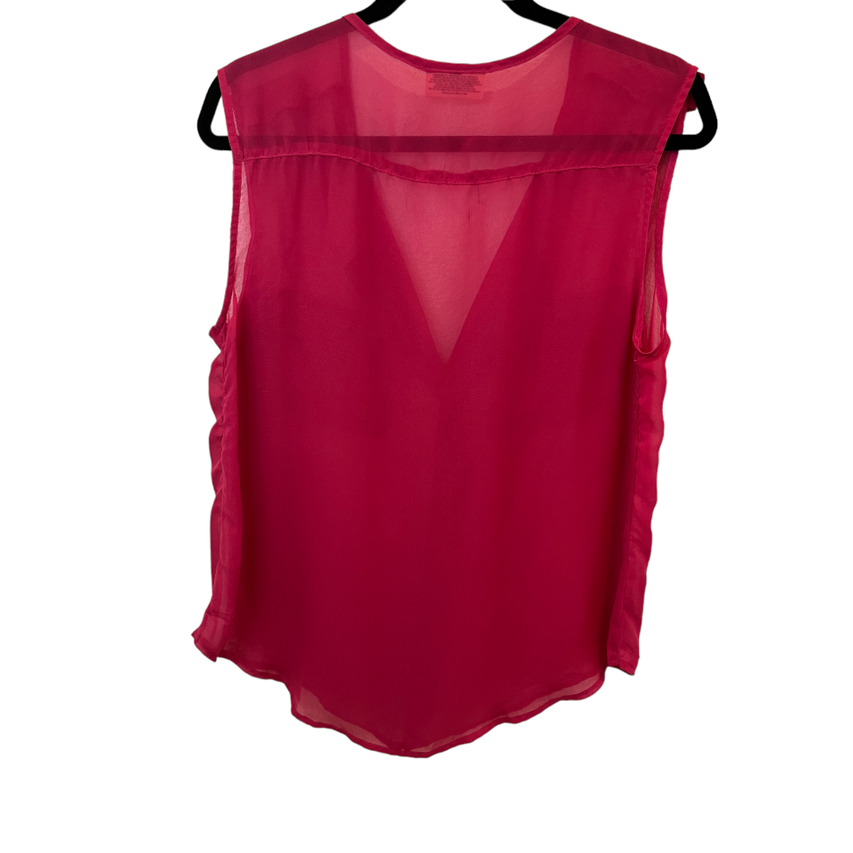 Bobbie Brooks Pink Sheer Sleeveless High Low Hem Pull-Over Top Size XL ...