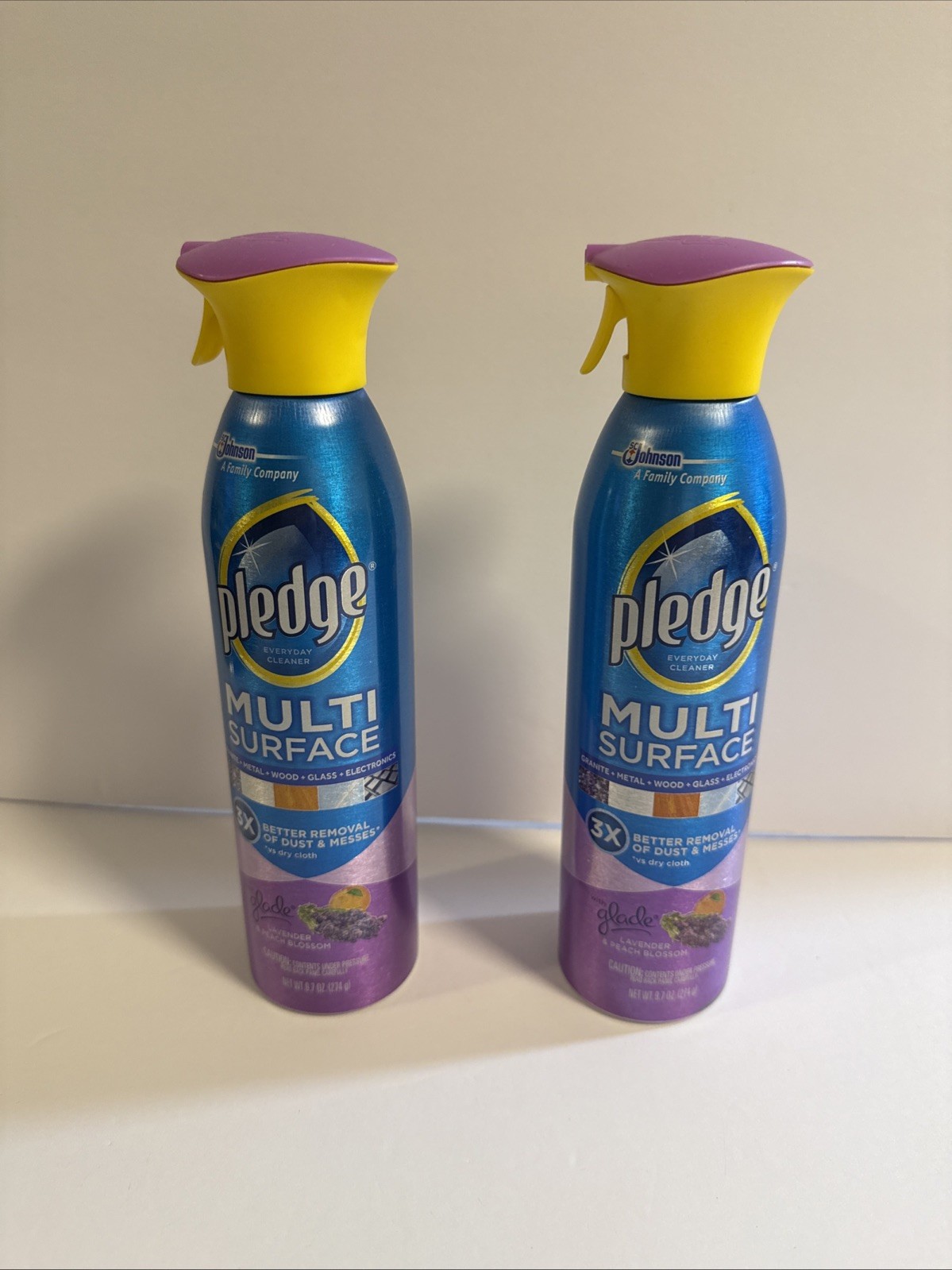 ( 2 Pack) PLEDGE MULTI-SURFACE CLEANER-Lavender & Peach Blossom Scent 9 ...