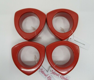 DEBORAH RHODES SET OF 4 RED GEOMETRIC NAPKIN RINGS - 27B | eBay
