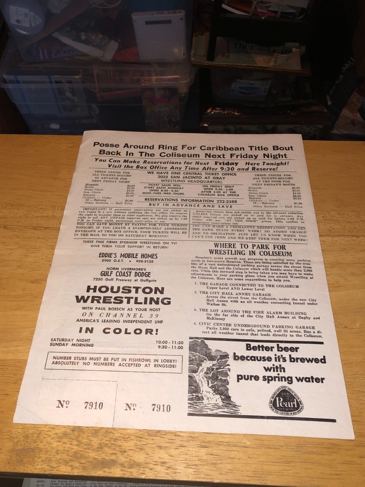 RARE 09/05/1975 NWA Houston, TX Paul Boesch HIRO MATSUDA Wrestling ...