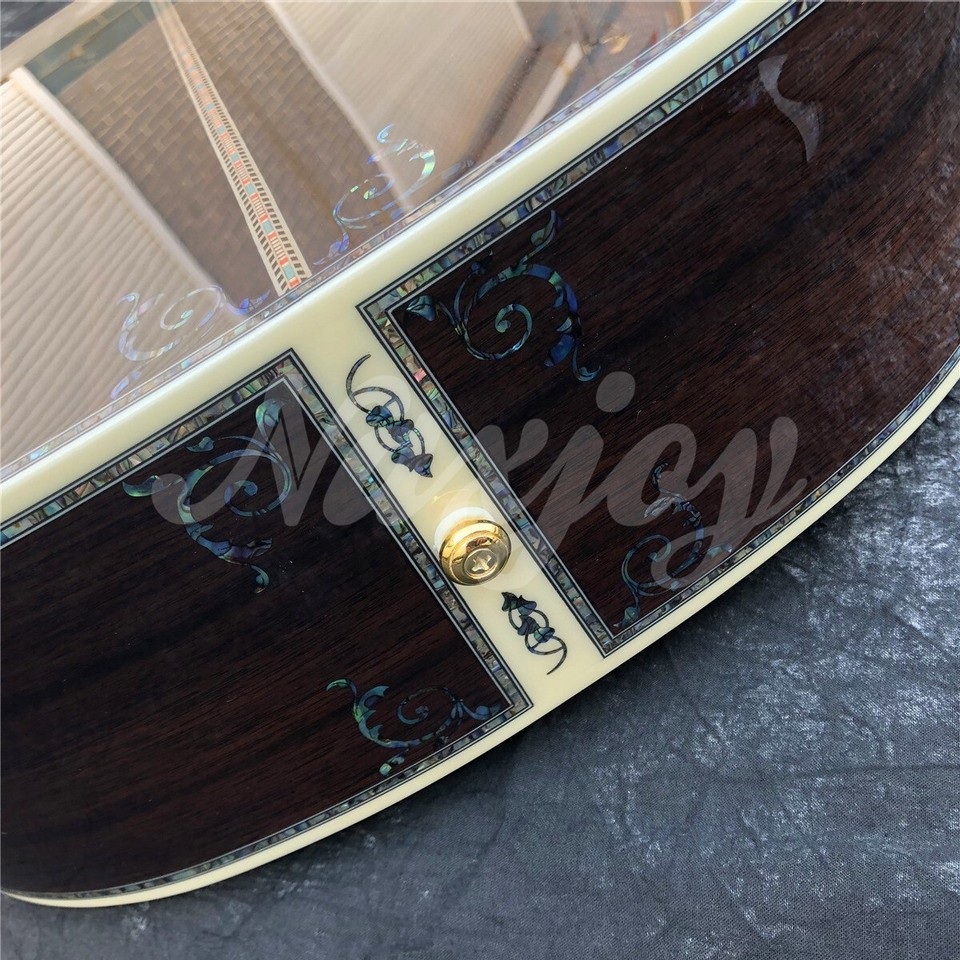 NEW 41 Inch Solid Spruce Acoustic Guitar Abalone Flowers Inlay Rosewood ...