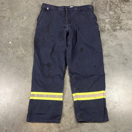 Carhartt FR Pants Mens 36x28 Blue Flaws Work Wear Baggy Preowned | eBay