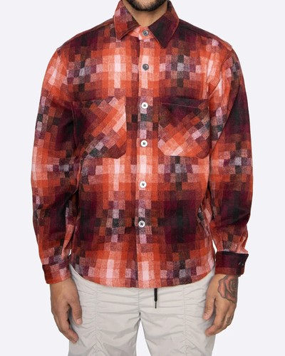 EPTM (NWT) Heavy Flannel Shirt Check Collared Button Up Shacket Red ...