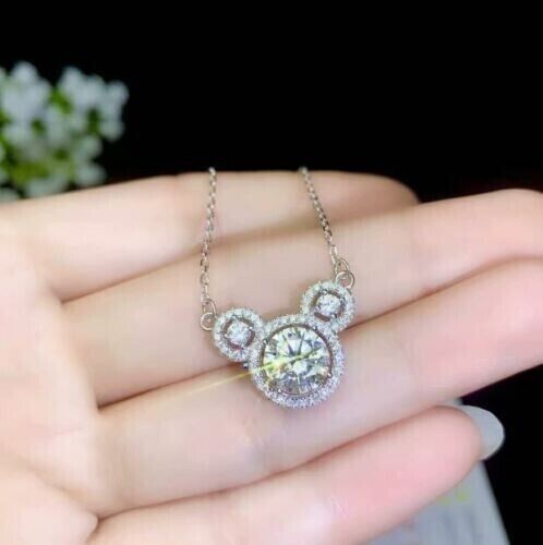 2 Ct Lab Created Diamond Round Mickey Mouse Pendant 14k White Gold ...
