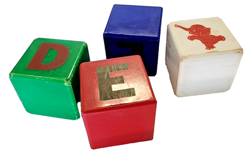 1950s BUILDING BLOCKS Toy toys set 4 pcs. PLASTIC Colorful CUBES Block ...