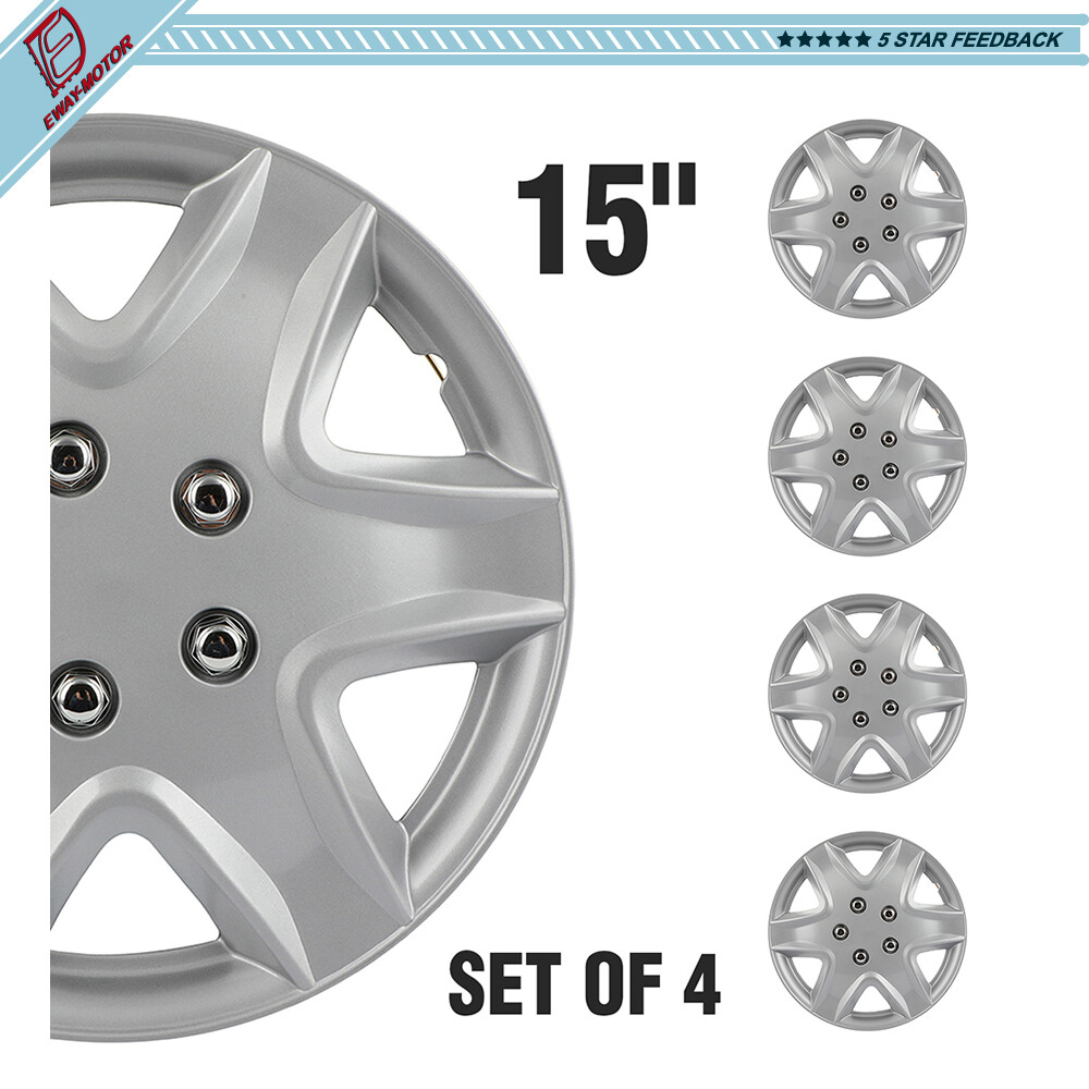 15" Set of 4 Wheel Covers Full Rim Snap On Hub Caps Fits R15 Tire ...